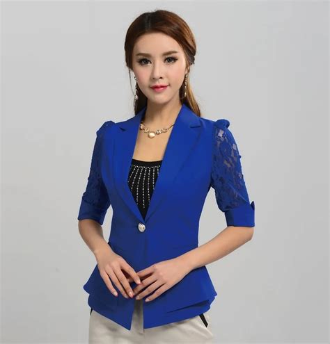 Spring 2015 Formal Women Blazers And Jackets For Summer Blue Blaser