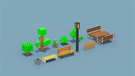 Voxel City Elements Lowpoly 3d Model 3d Turbosquid 1979603