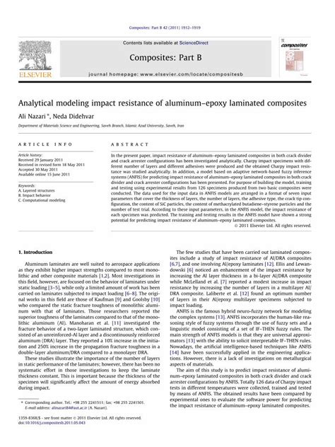 Pdf Analytical Modeling Impact Resistance Of Aluminumepoxy Laminated