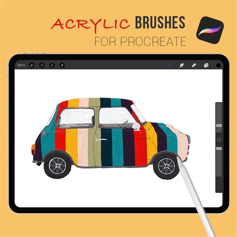 아크릴 프로크리에이트 브러쉬 2종 크레용 브러쉬 1종 종이 질감 배경 Set 위버딩