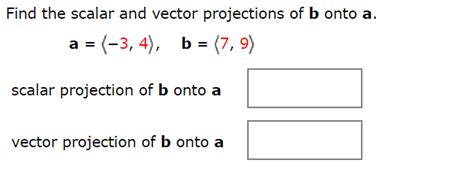 Solved Find The Scalar And Vector Projections Of B Onto A A