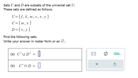 Solved Sets C And D Are Subsets Of The Universal Set U Chegg
