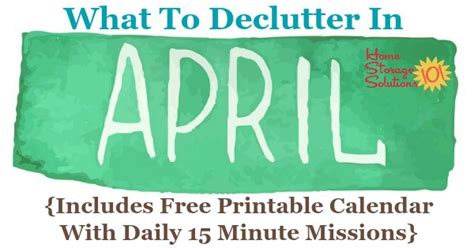 April Declutter 365 Calendar 15 Minute Daily Missions For Month