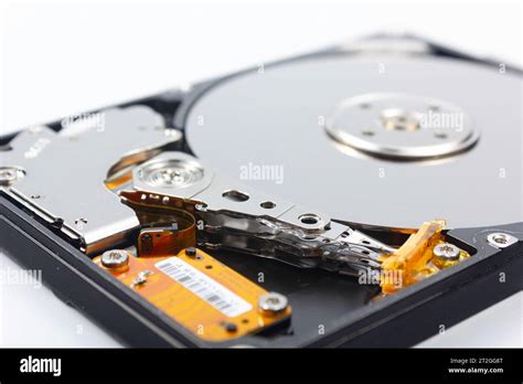 Hard Drive Open Interior With Trays And Head On White Background