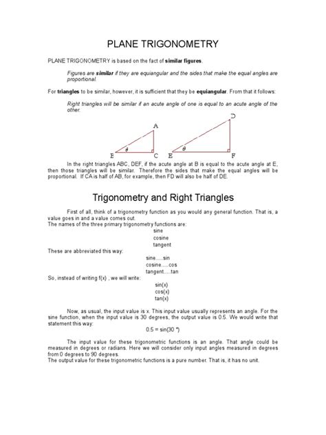 Plane Trigonometry Trigonometric Functions Sine