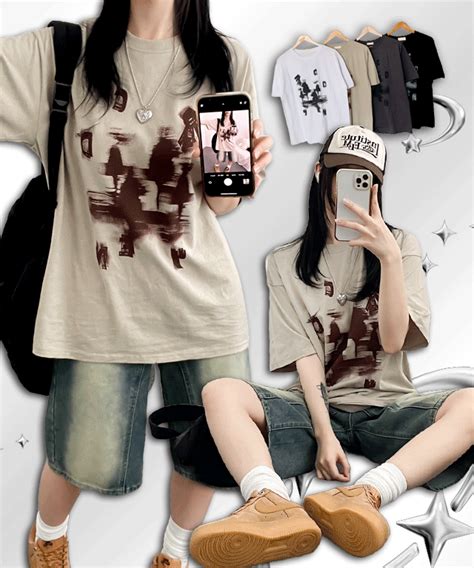 알파벳 오버핏 반팔티 에이블리
