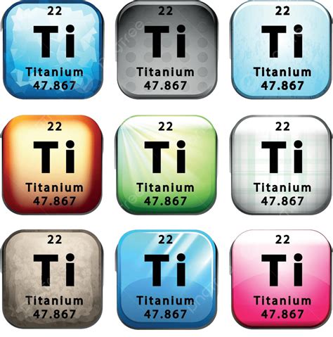 A Button Showing The Element Titanium Titanium Bundle Periodic Vector