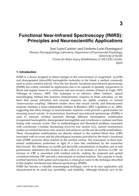 Pdf Functional Near Infrared Spectroscopy Fnirs Principles And Neuroscientific Applications
