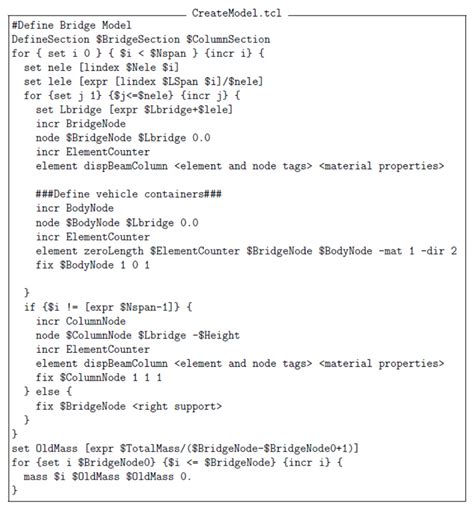 4 Complete Script For Creating Bridge And Vehicle Model Download Scientific Diagram