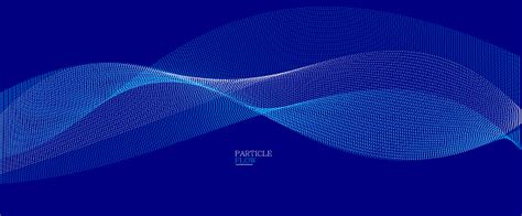 짙은 파란색 추상적 배경 흐르는 입자의 벡터 웨이브 움직임의 매력적인 점 기술 및 과학 테마 통풍이 잘되고 미래지향적인 일러스트레이션 3차원 형태에 대한 스톡 벡터 아트 및