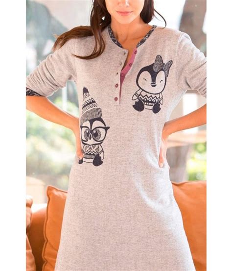 Camison Gris Para Dormir De Mujer Pingüinos De Massana