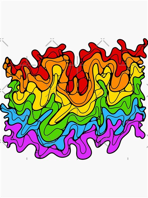 Rainbow Homosexual Pride Flowing Flag With Inked Outlines Sticker