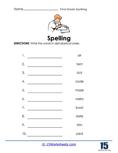 1st Grade Spelling Words Worksheets 15