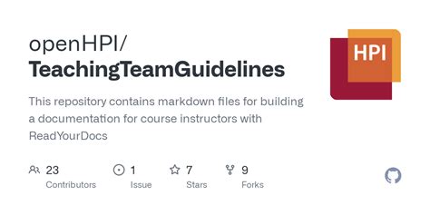 Github Openhpi Teachingteamguidelines This Repository Contains Markdown Files For Building A