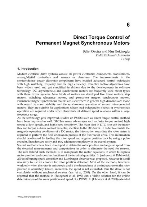 pdf intech direct torque control of permanent magnet synchronous