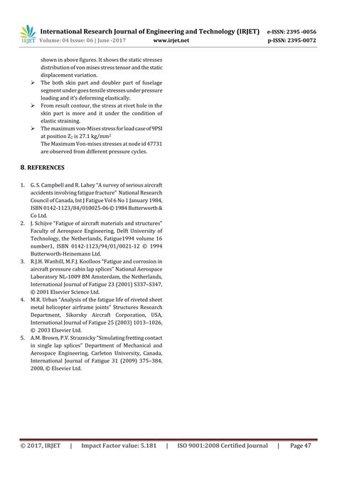 Stress Analysis Of Splice Joint In An Aircraft Fuselage With Prediction Of Fatigue Life To Crack