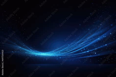 Abstract Blue Background Vector Illustration Glowing Lines And Particles Dark Blue And