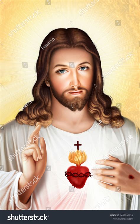 Sacred Heart Jesus Christ Christian God Stock Illustration 1459995155