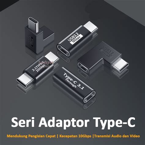 Jual Adapter Type C Female To Female Type C Male To Male Kecepatan 10Gbps Mendukung Pengisian