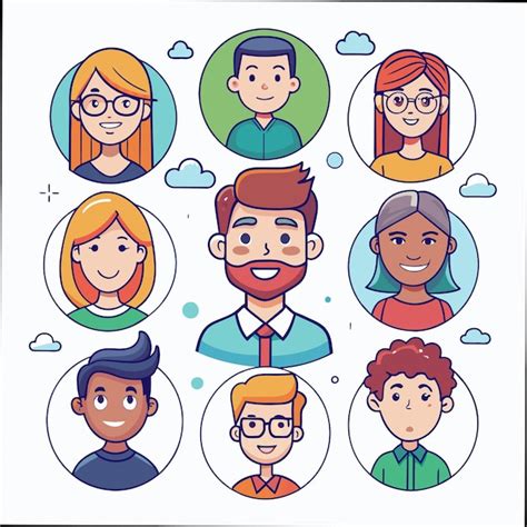 Un Grupo De Personas Con Gafas Y Un Hombre Con Gafas Vector Premium