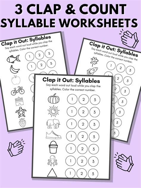 Counting Syllables Clapping Worksheets Literacy Learn