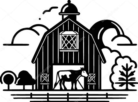 Granja Icono Aislado En Blanco Y Negro Ilustraci N Vectorial 2024