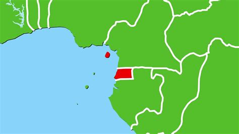 赤道ギニアの位置がアップになって赤く表示されます 赤道ギニアの地図 Youtube