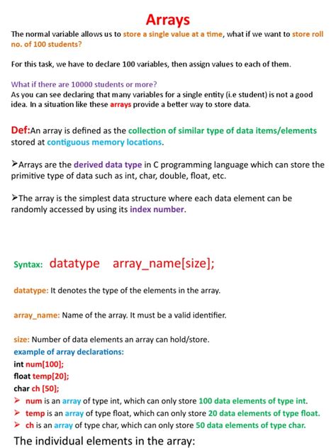 An Introduction To Arrays In C Storing Multiple Values Using A Single