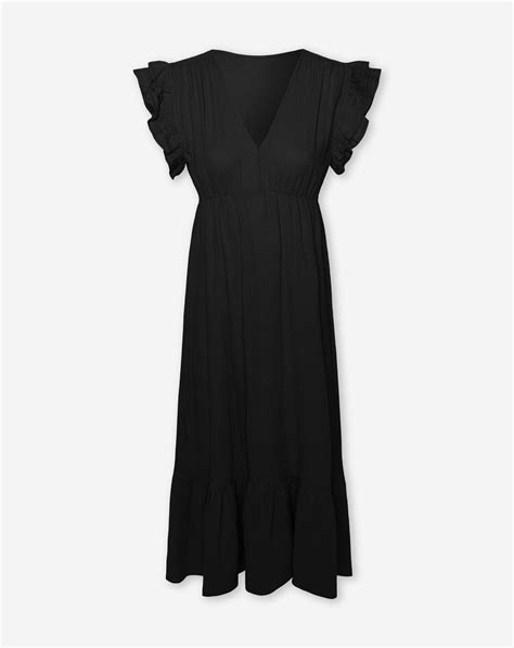 Jazmin Mousseline Maxi Dress Zwart Most Wanted