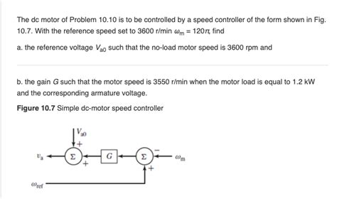 Solved The Dc Motor Of Problem Is To Be Chegg