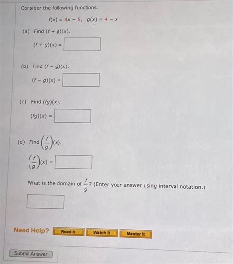 Solved Consider The Following Functions A Find F