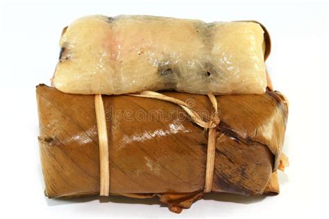 Thai Sticky Rice Dessert Wrapped In A Banana Leaf Stock Image Image