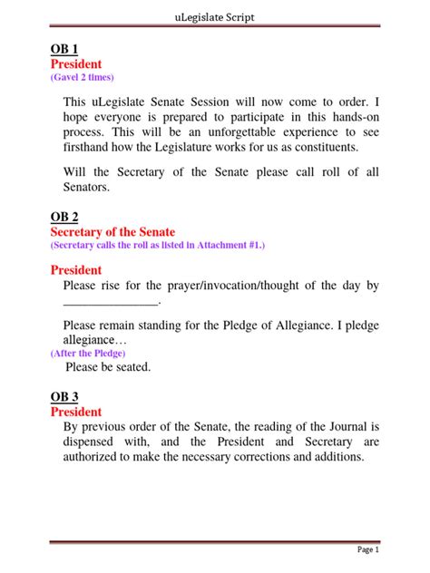 Sample Script Pdf United States Senate Presidents Of The United