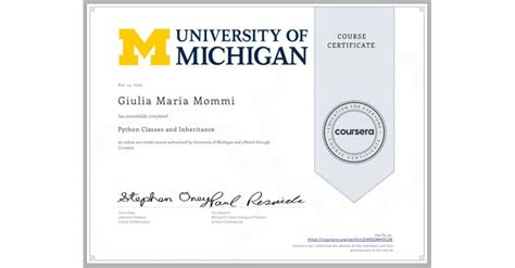 Giulia Maria Mommi On Linkedin Completion Certificate For Python Classes And Inheritance