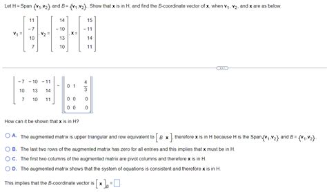 Solved Let H ﻿span V1v2 ﻿and B V1v2 ﻿show That X ﻿is