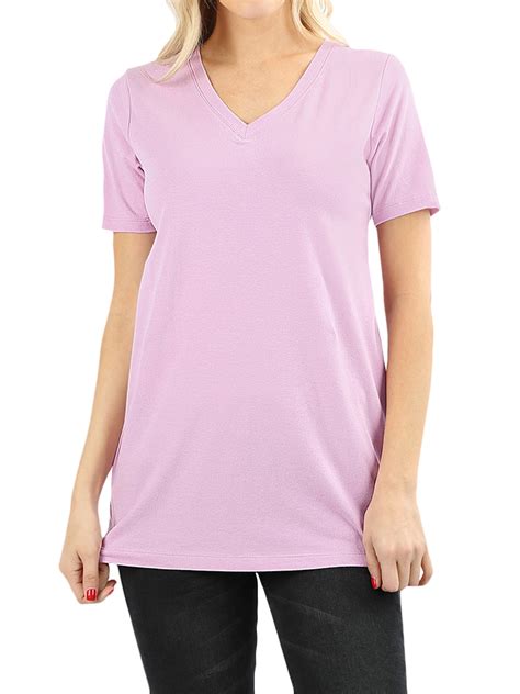 Zenana Women And Plus Size Cotton V Neck Short Sleeve Casual Basic Tee