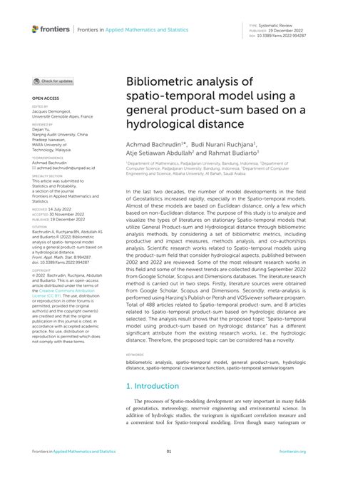 Pdf Bibliometric Analysis Of Spatio Temporal Model Using A General