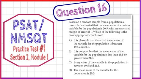 Psat Nmsqt Question 16 From Practice Test 1 Section 2 Module 1 Youtube