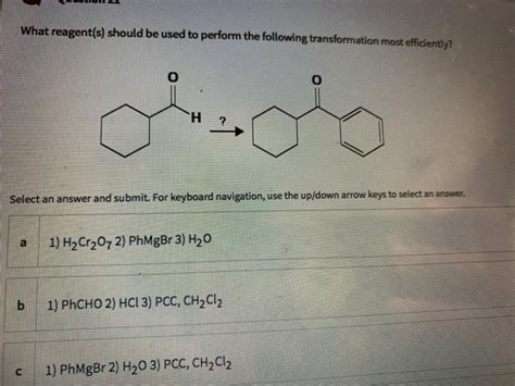 Solved What reagent(s) should be used to perform the | Chegg.com