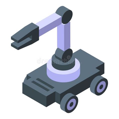 Futuristic Isometric Robotic Arm Illustration In Modern Manufacturing Industry Technology Stock