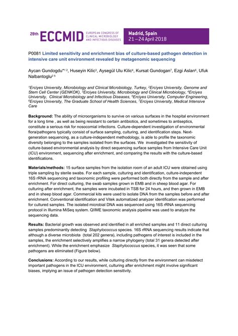 Pdf Limited Sensitivity And Enrichment Bias Of Culture Based Pathogen Detection In Intensive
