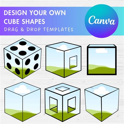 Design Your Own Cube Canva Frames 3d Cube Canva Template Geometric Canva Frames Square