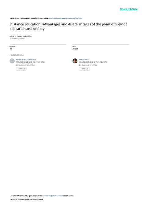 Distance Education Advantages And Disadvantages Of See Discussions Stats And Author Profiles
