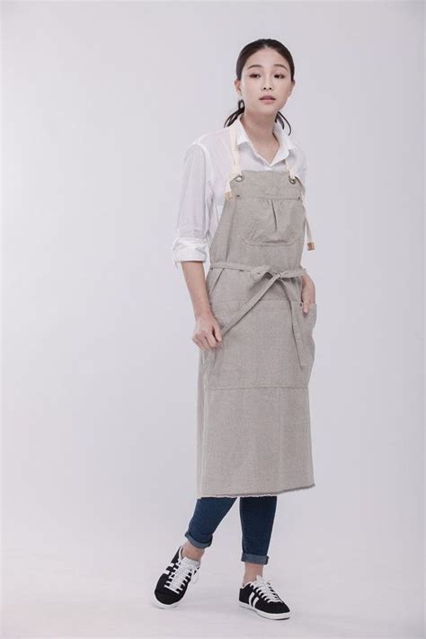 Linen Pinafore Apron Linen Apron Japanese Apron Washed Long Apron