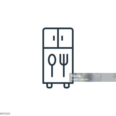 부엌 개념에서 찬장 아이콘 벡터 찬장 편집 가능한 스트로크의 얇은 선 그림입니다 웹 및 모바일 앱 로고 인쇄 미디어에 사용할 수 있는 찬장 선형 기호 0명에 대한 스톡 벡터