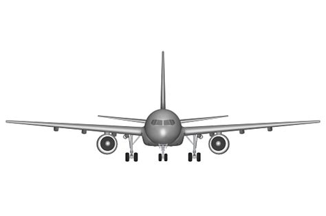 흰색 배경에 격리 된 여객기 모델 전면 보기입니다 3d 벡터 일러스트레이션 상업용 항공기에 대한 스톡 벡터 아트 및 기타 이미지 상업용 항공기 3차원 형태 개인