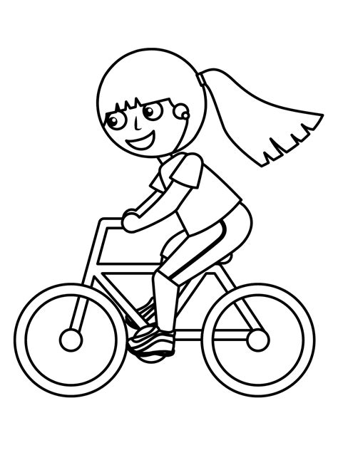 Girl Riding Bicycle Coloring Page Free Printable Coloring Pages