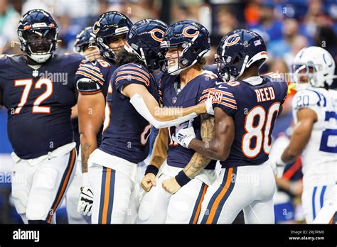 August 19 2023 Chicago Bears Quarterback Tyson Bagent 17 Celebrates