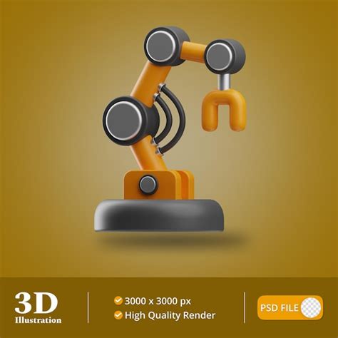 Premium Psd Robotic Arm Object Illustration 3d