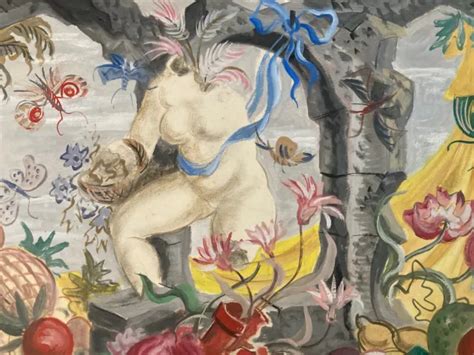 BEAU DESSIN PEINTURE Gouache Paul Lavalley 1950 Surréaliste Surréalisme